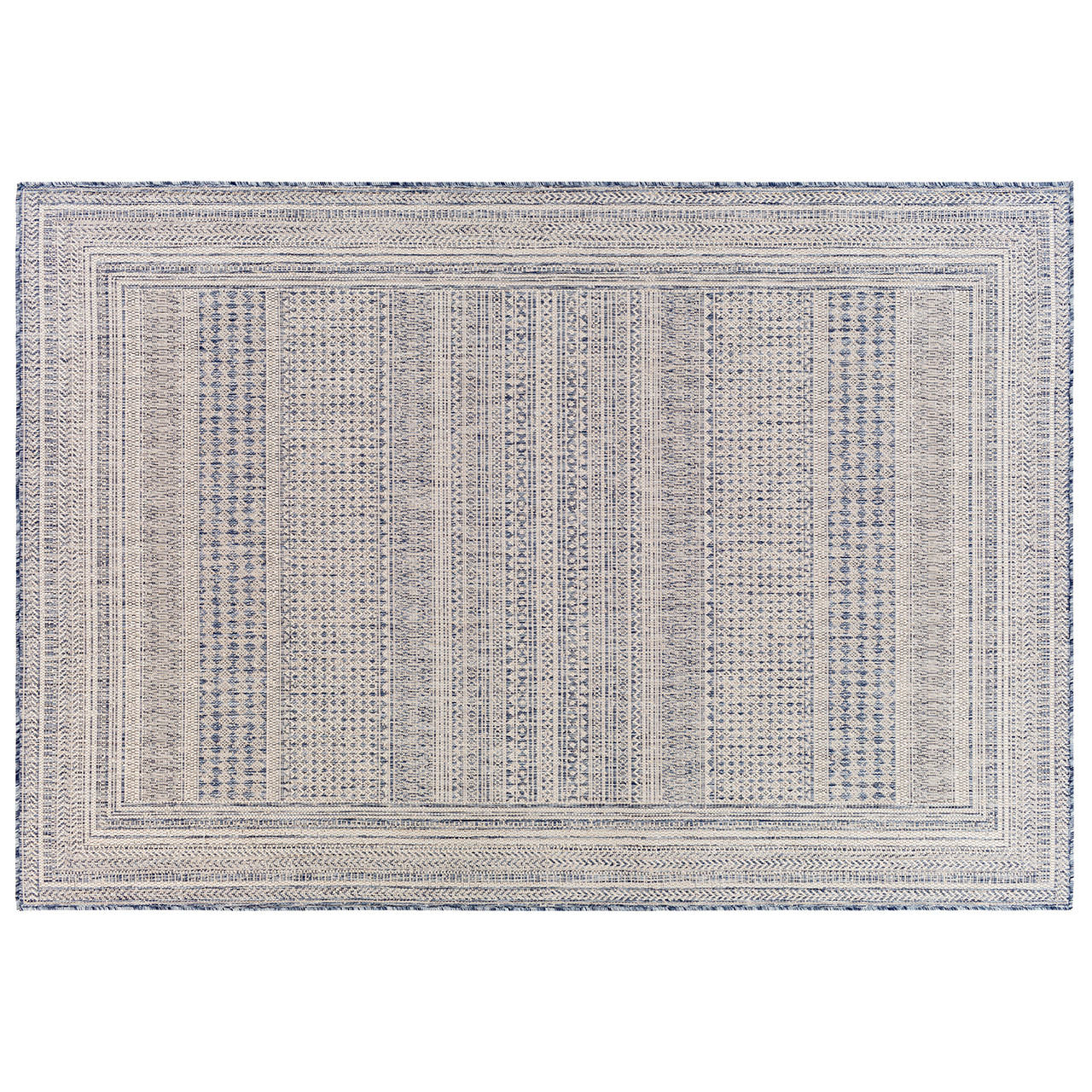 Blue Bordered Etched Stripe Rug - Fortunoff Backyard Store