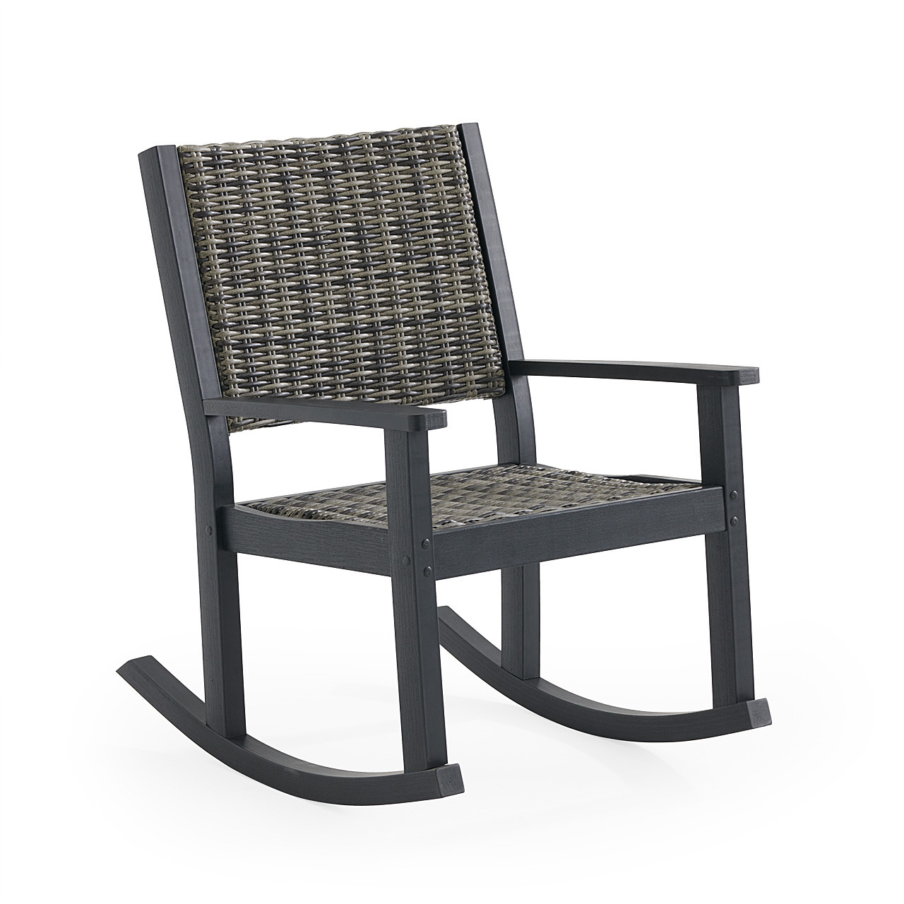 Nantucket Black Polymer with Woven Back Porch Rocker - Fortunoff ...