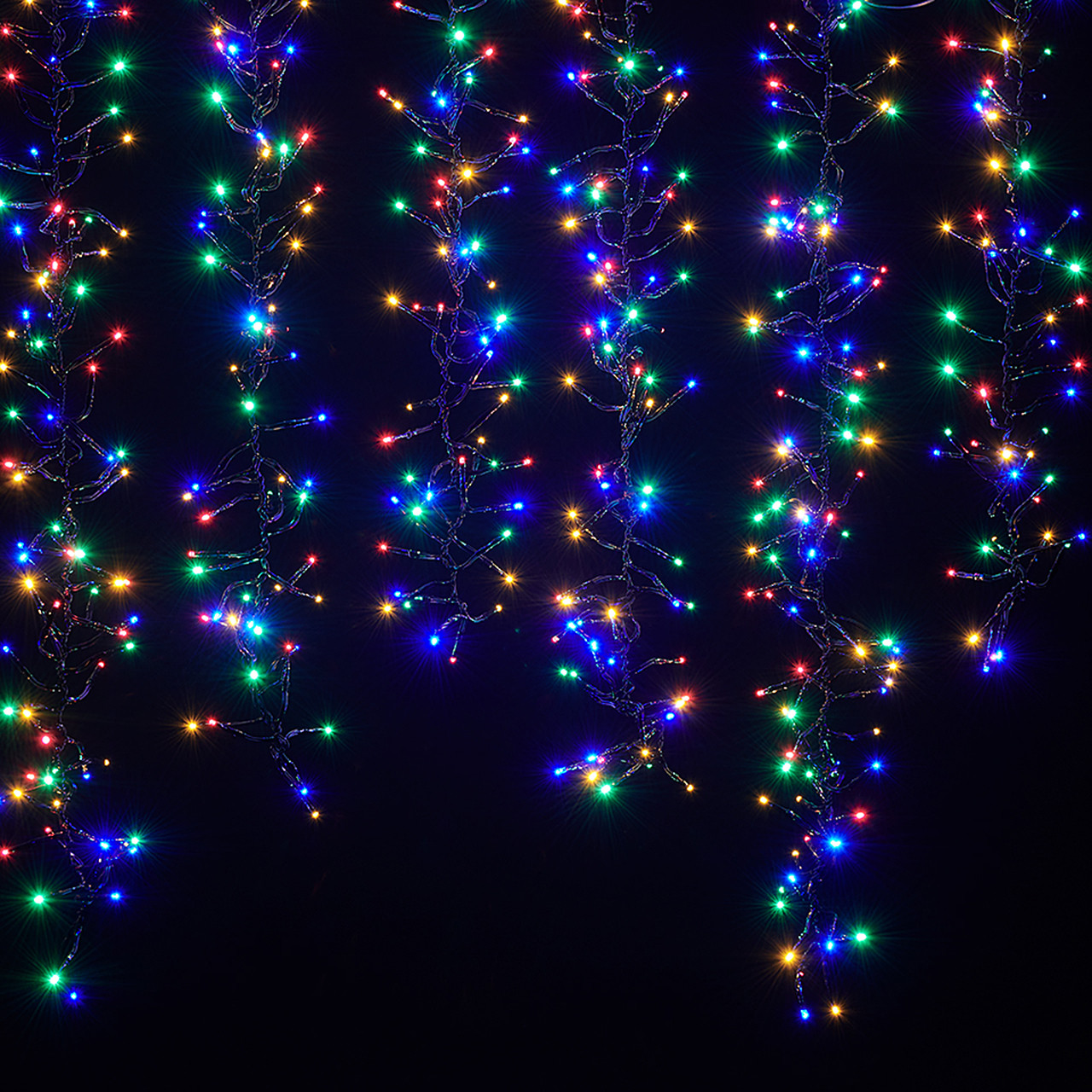 8 Function Twinkle Tree Cascade Cluster Lights and Black Wire