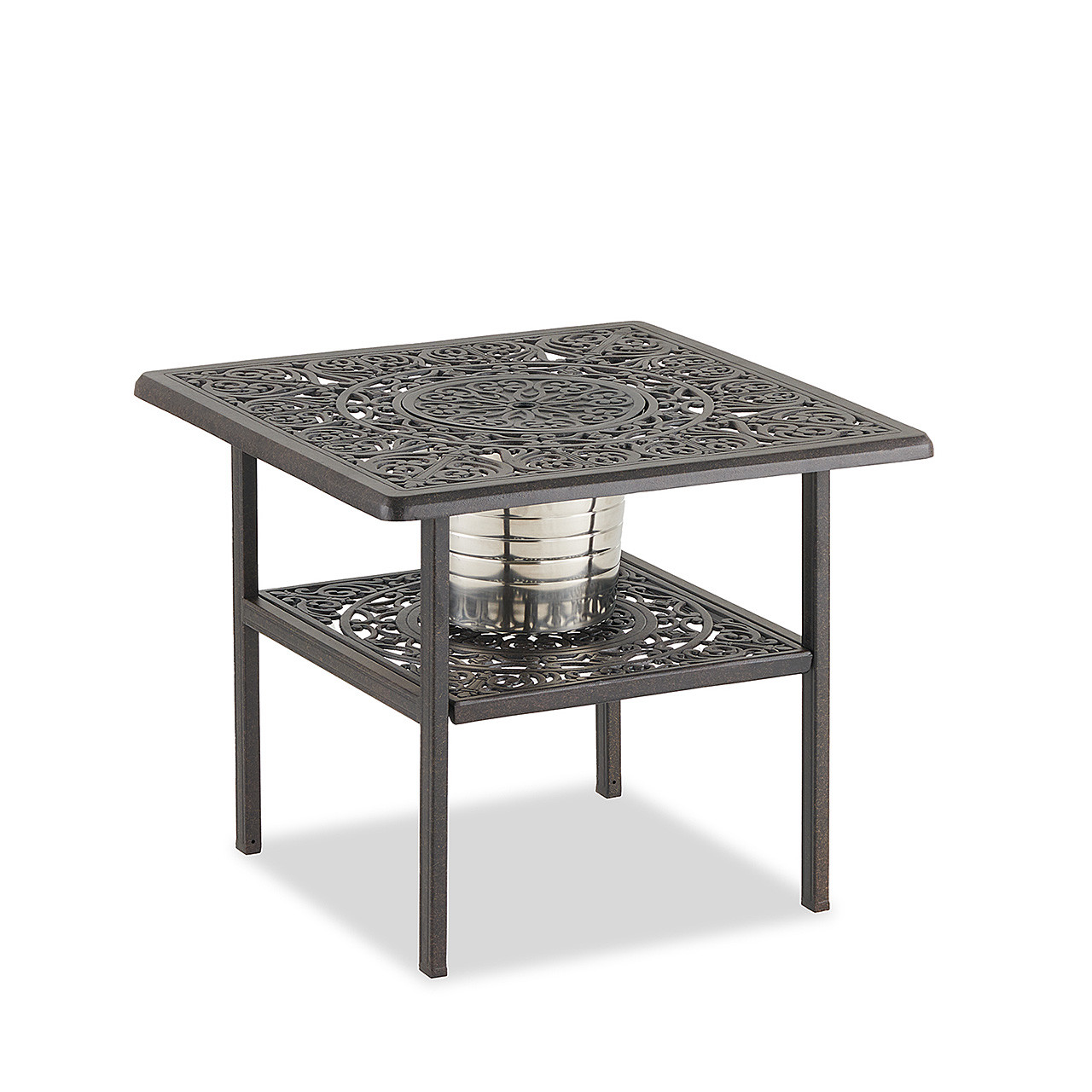 Naples Aged Bronze Cast Aluminum 26 in. Sq. Side Table