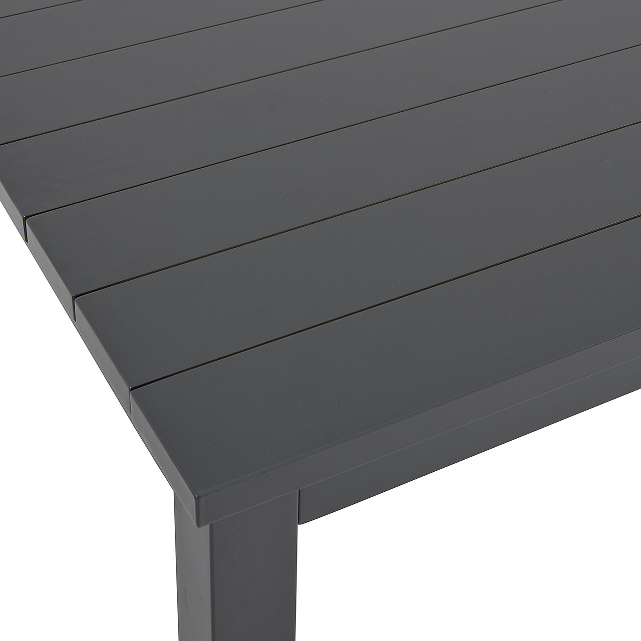 Soho Slate Grey Aluminum 100 x 44 in. Slat Top Dining Table - Fortunoff ...