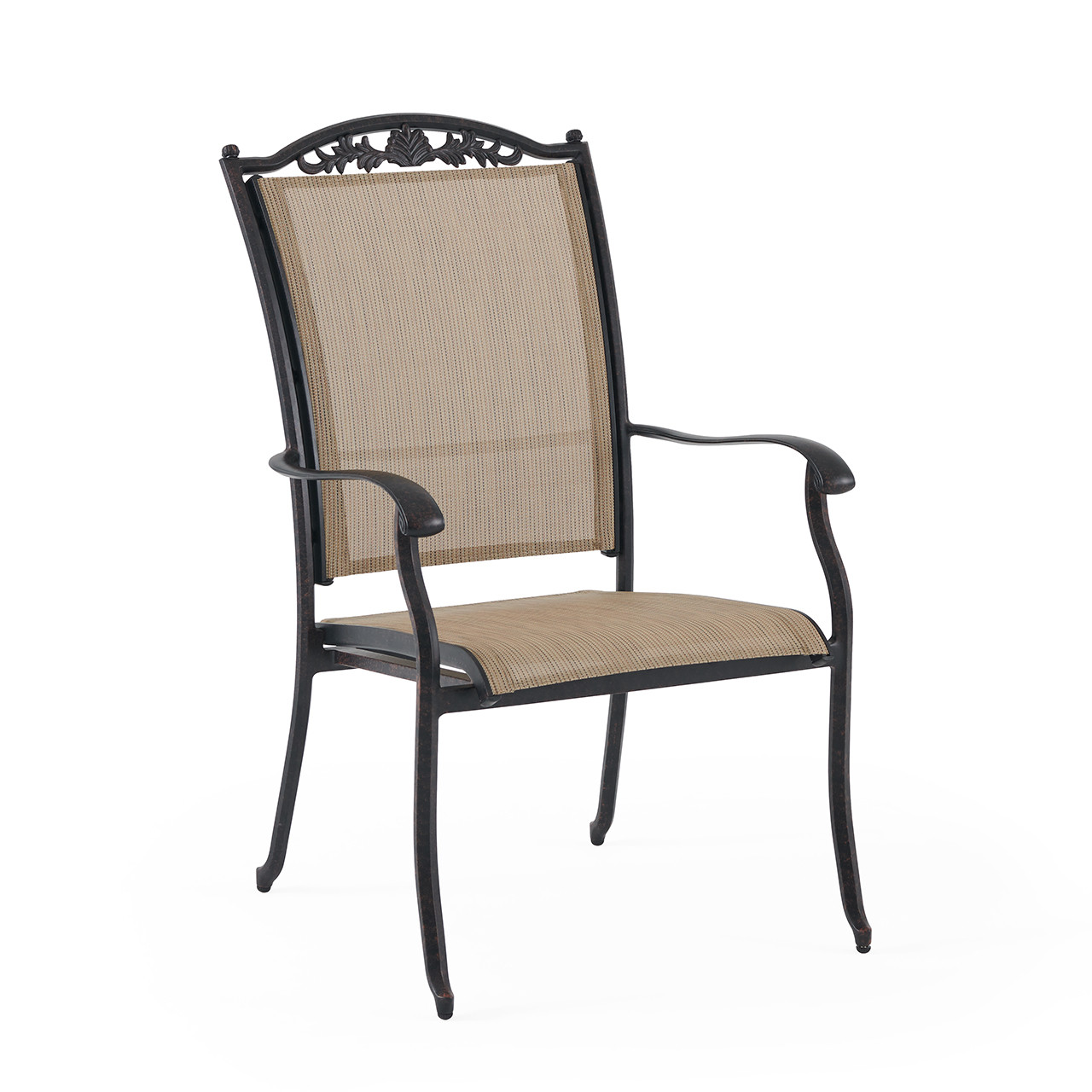 Bellagio Aged Bronze Aluminum and Tweed Glow Sling Dining Chair ...