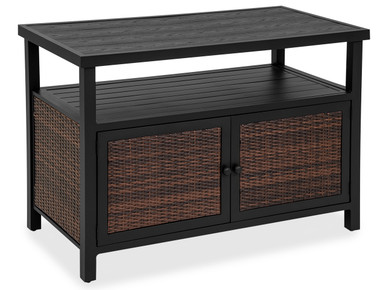 Biscayne Midnight Aluminum and Sangria Outdoor Wicker 50 x 25 in ...