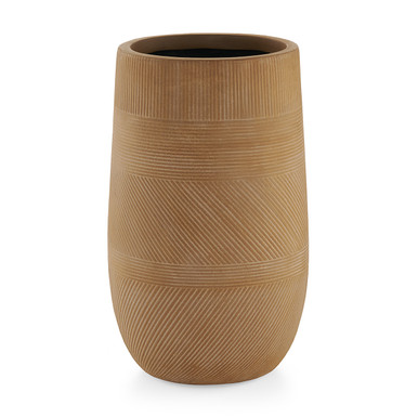 8.3 in. x 15.7 in. Small Light Brown Striped Vase