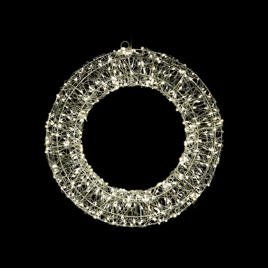 22 in. Wreath with 750 Micro Warm White LED Lights - Fortunoff Backyard ...