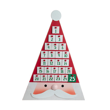 19.7 in. Wooden Triangle Santa Head Advent Calendar - Fortunoff ...