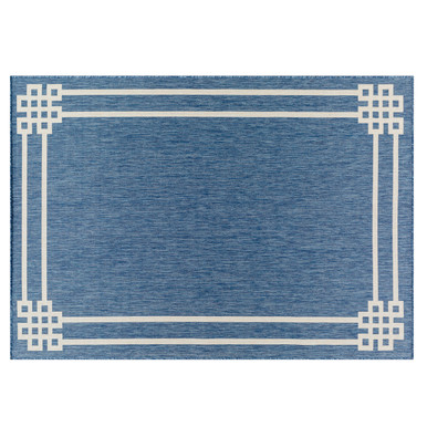 Blue Greek Border Rug - Fortunoff Backyard Store