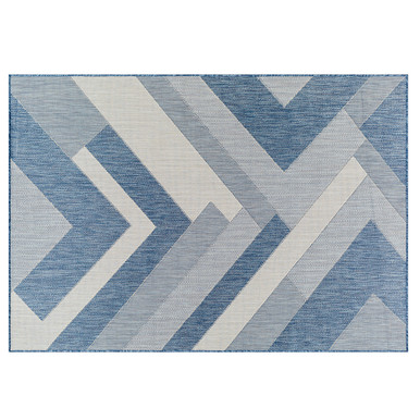 Blue Herringbone Rug - Fortunoff Backyard Store