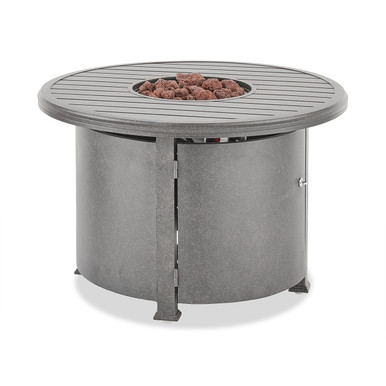 Carlisle Saddle Grey Cast Aluminum 36 in. D LP Fire Pit Slat Top Table ...