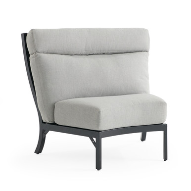 Siena Coal Aluminum with Panama Stone Grey Cushions Crescent Armless ...
