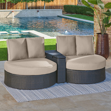 San Lucas Outdoor Wicker with Cushions 3 Piece Cuddle Beds Contour ...