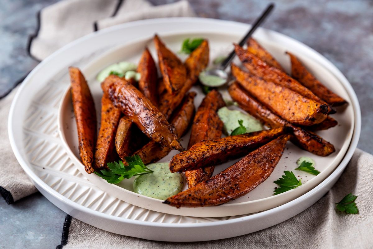 Sumac Sweet Potato Wedges - The Lebanese Plate