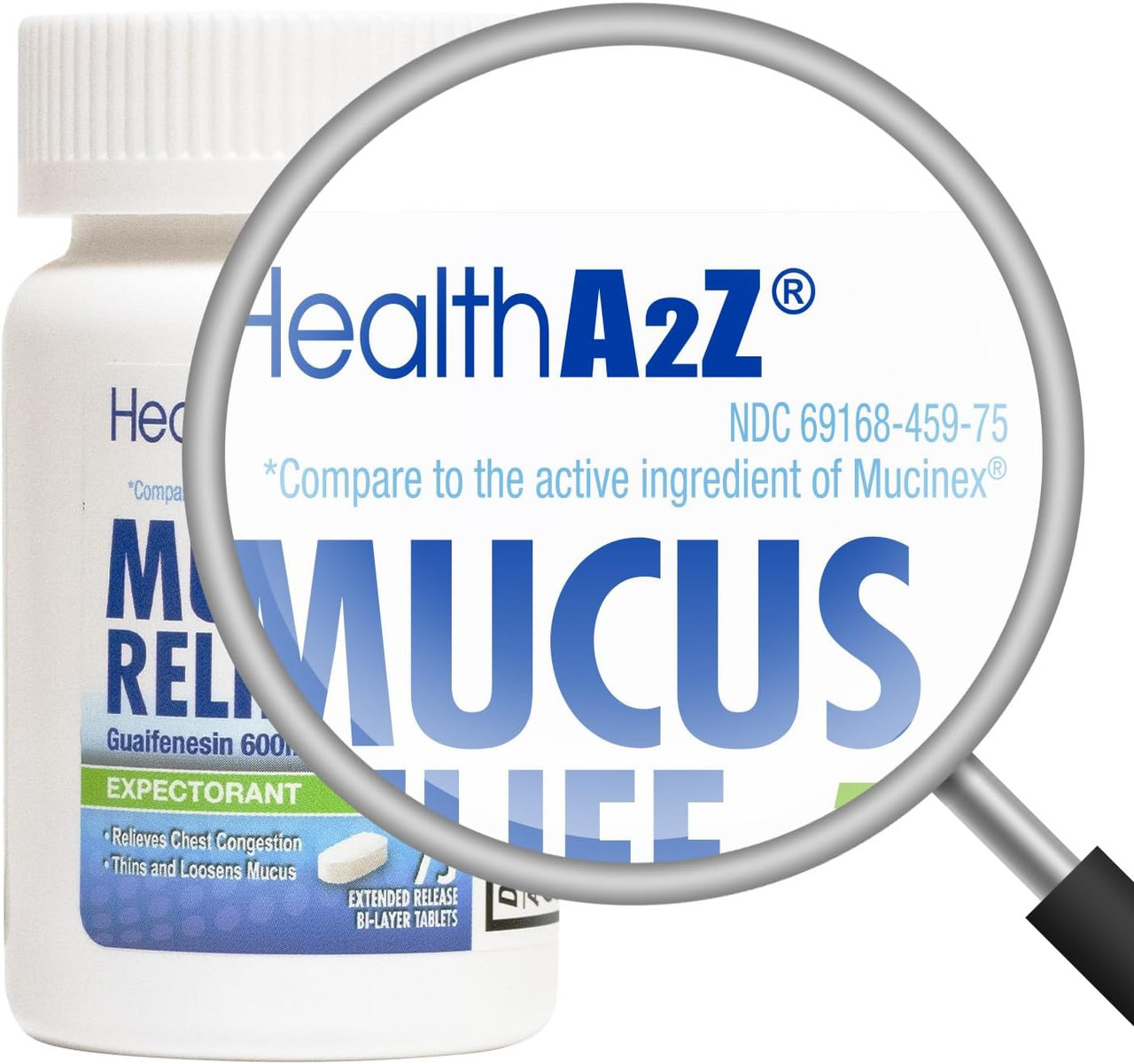 HealthA2Z® Mucus Relief | Guaifenesin 600 mg | 75 Tablets | 12 Hour ...