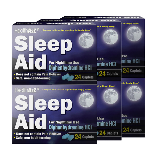 HealthA2Z Sleep Aid, Diphenhydramine HCl 25mg, Compare to Simply Sleep, 24 Caplets in a Pack (1 ...