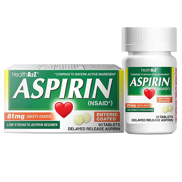 Aspirin 81mg Low Strength, Enteric Coated, 300 Tablets – HealthA2Z