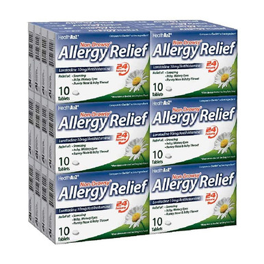 HealthA2Z Allergy Relief, Loratadine 10mg/Antihistamine, 24*10 Tablets ...