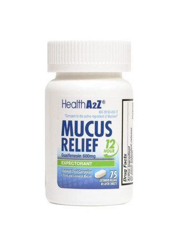 HealthA2Z® Mucus Relief | Guaifenesin 600 mg | 75 Tablets | 12 Hour ...