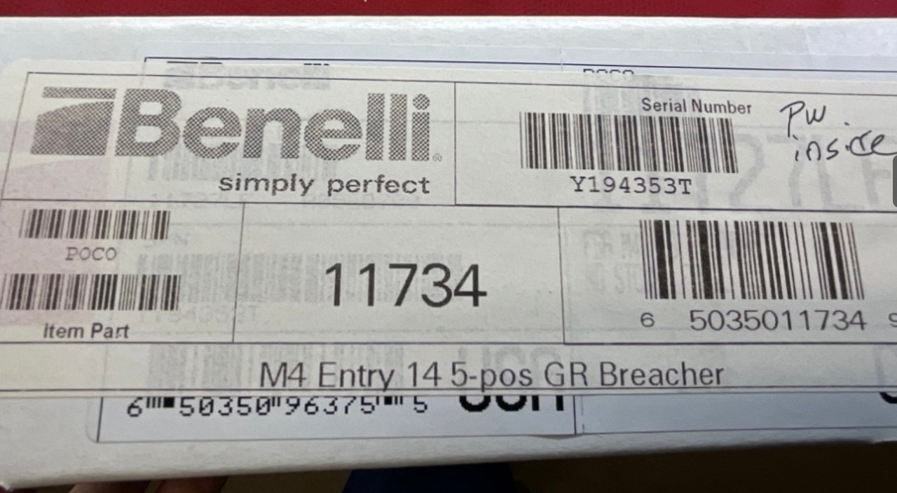 FACTORY BENELLI M4 BREACHER 11734 5+1 POLICE SBS NFA SWAT TACTICAL ...