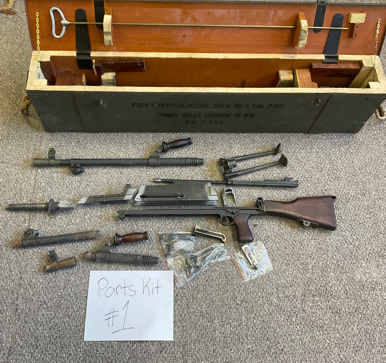 Rare ITALIAN Breda BREN 30-06 Parts KIT Live Barrel & CRATE Post WWII #1