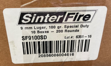 SINTER FIRE Sinterfire 200 ROUND CASE 9MM LUGER SPECIAL DUTY FRANGIBLE ...