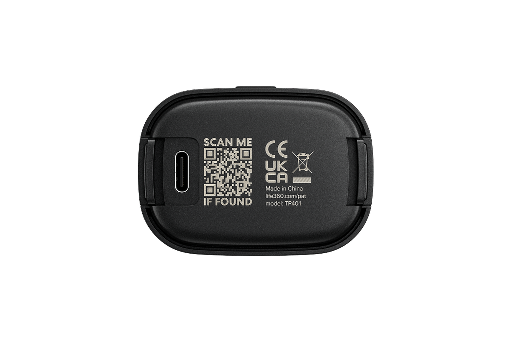 Image of back of Black GPS Tracker