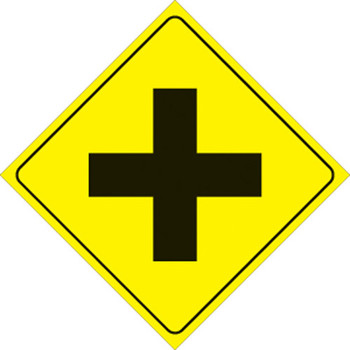 Voss Signs - Yellow Plastic Reflective Sign 12" - 4-way Intersection ...