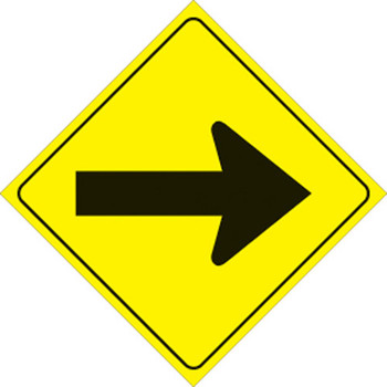 Voss Signs - Yellow Plastic Reflective Sign 12" - Arrow - 483 A YR ...