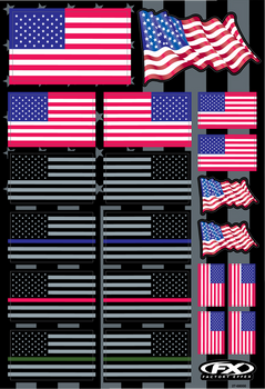 Factory Effex - Decal Sticker Sheet Fx Usa Flags - 27-68000 - UTV Nut