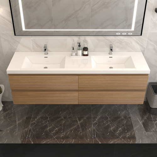 BTO 72" Wall Mounted Modern Bathroom Vanity--Double Sink - Bathroom ...