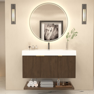 Matt 42" Floating Modern Bathroom Vanity - Right side door - Bathroom ...