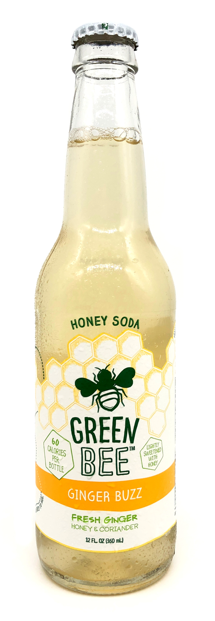 Green Bee Ginger Buzz Soda ( 12 oz. glass bottles ) | Summit City Soda