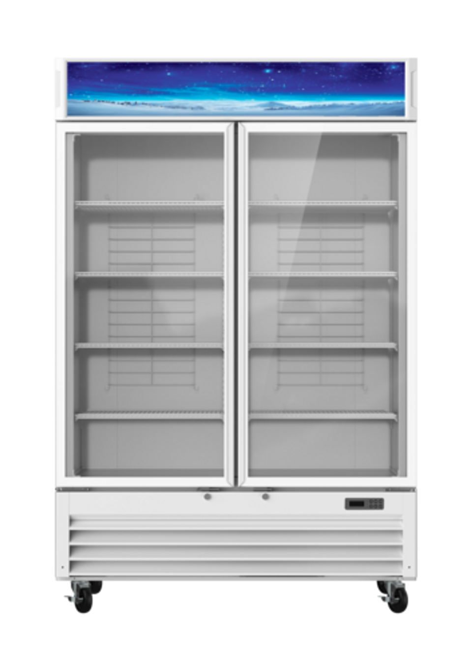 Blue Air BGF49W-HC 54.25" Wide - Glass Door Merchandiser Freezer - Two Sections - White - 44.45 ...