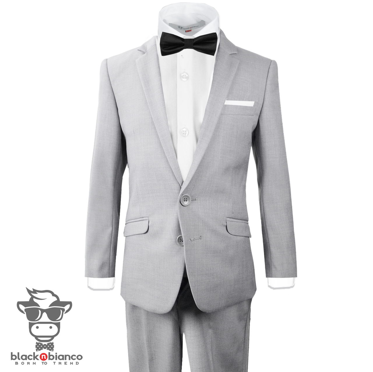 Light Grey Suit Bow Tie