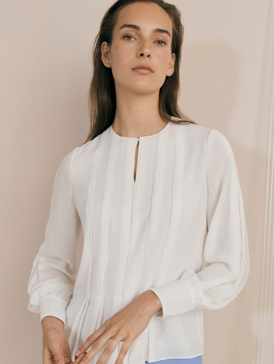 Aria Blouse Ivory Silk - Welcome to the Fold LTD