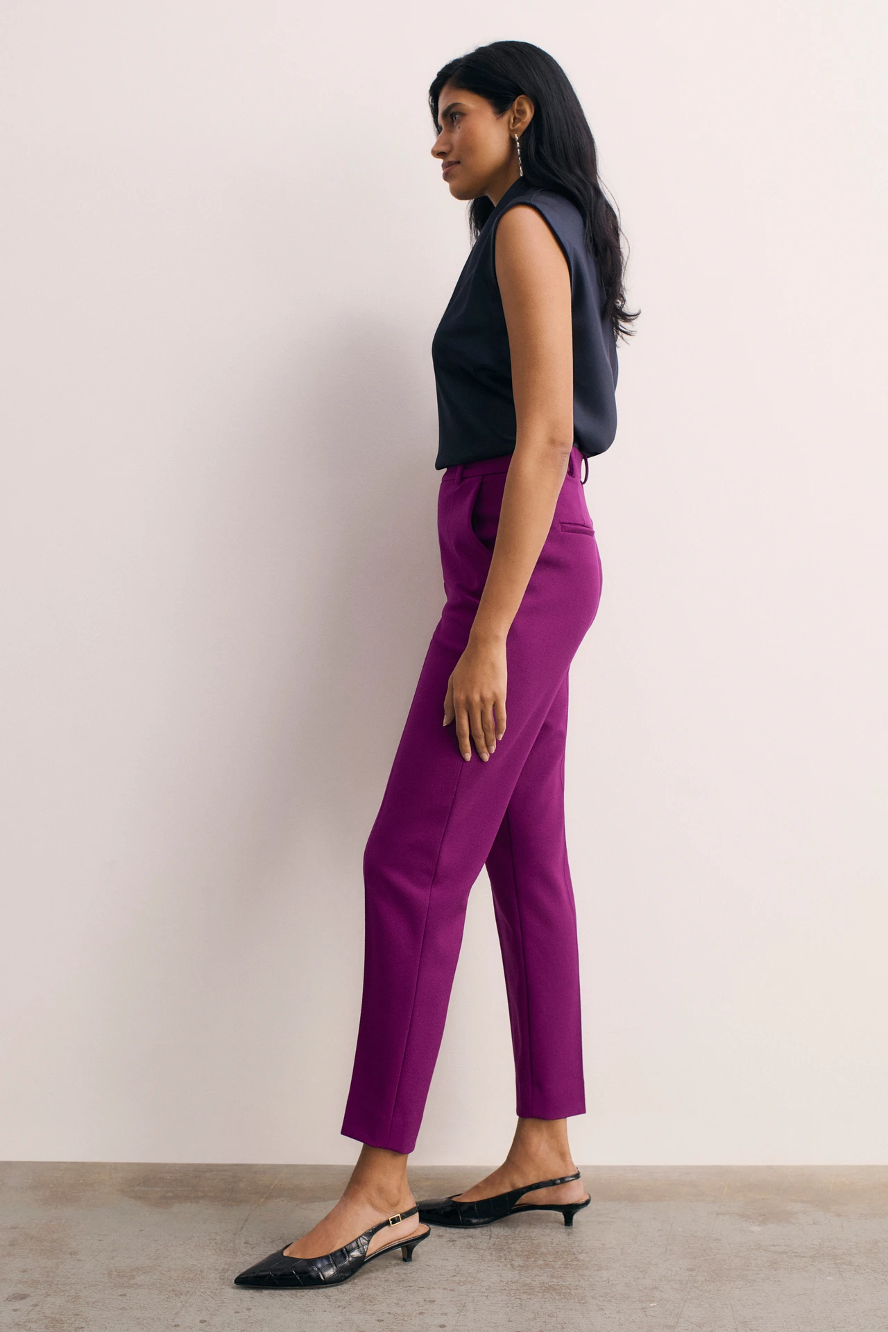 Tavira Sculpt Stretch Crepe Trousers Berry - Welcome to the Fold LTD