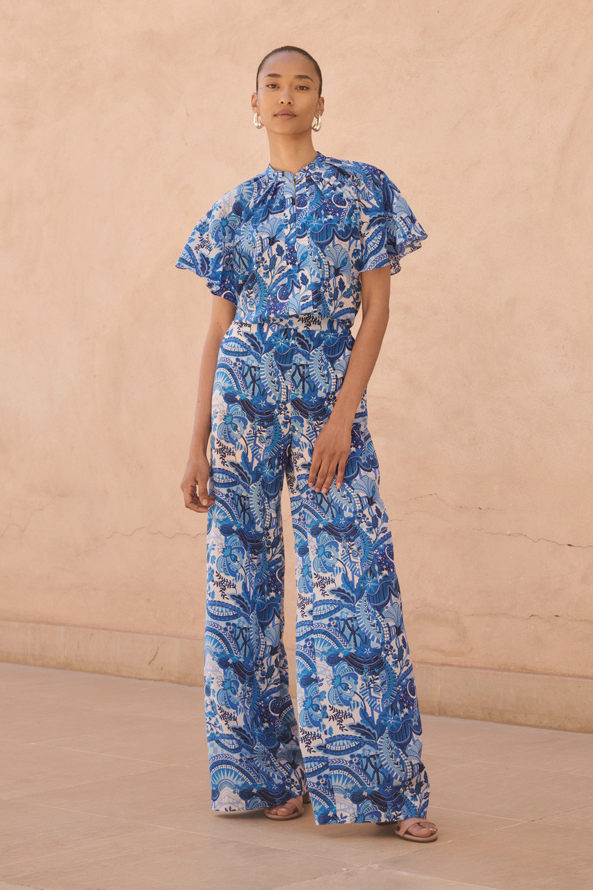 Aurora Silk Blouse Made With Liberty Fabric Blue Multicolour - Welcome ...