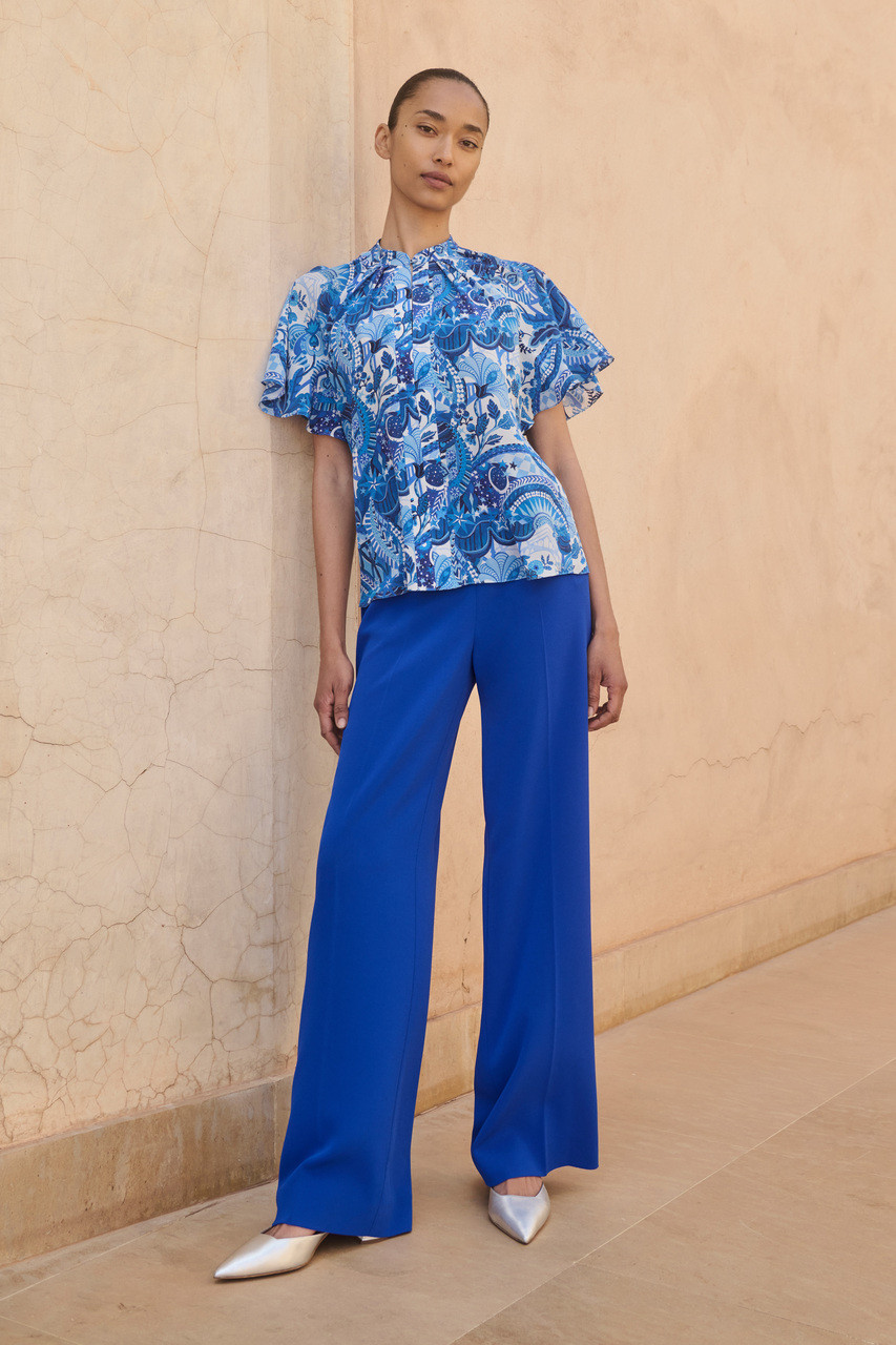 Aurora Silk Blouse Made With Liberty Fabric Blue Multicolour - Welcome ...
