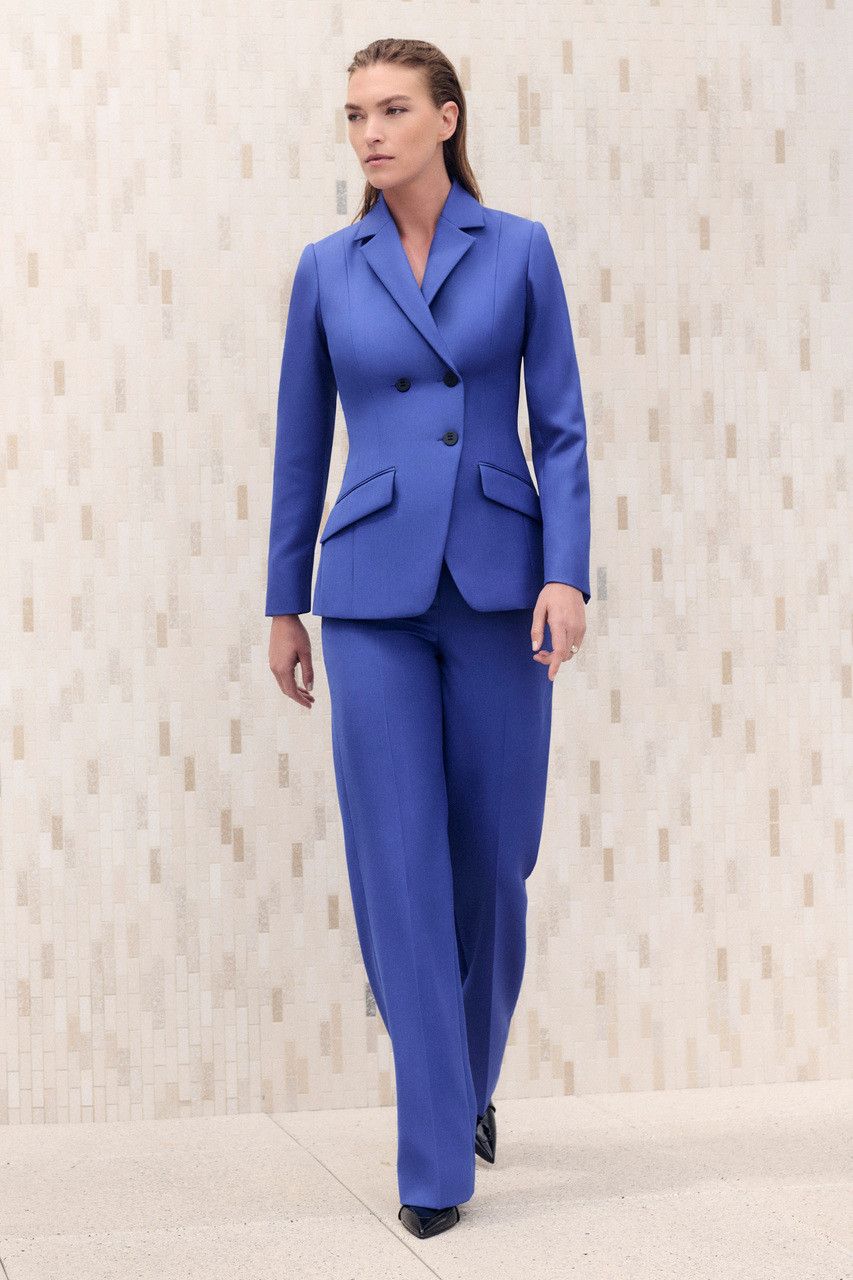 365 Pure Wool Alzira Straight Flared Trousers Deep Cornflower Blue ...