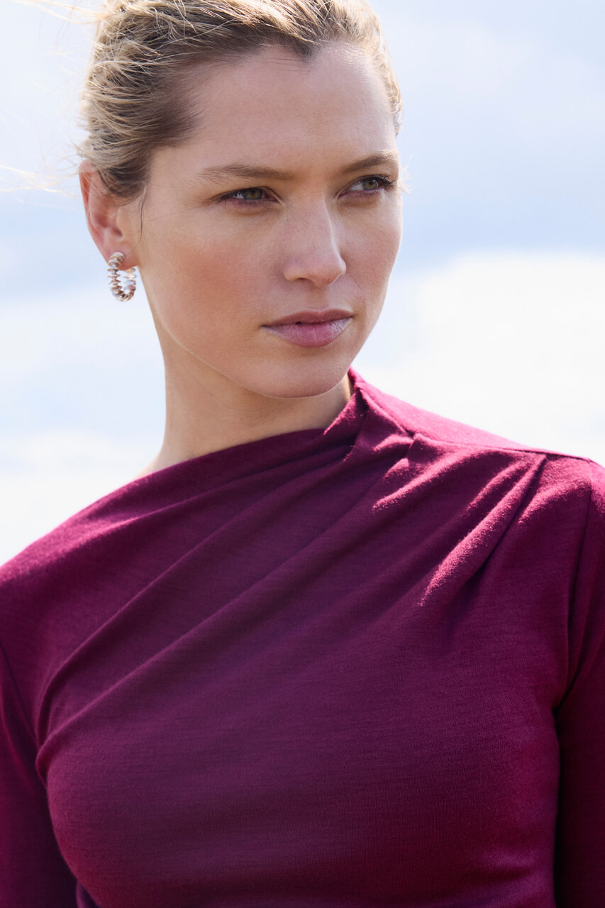 Rona Wool Jersey Top Dark Cerise Pink - Welcome to the Fold LTD