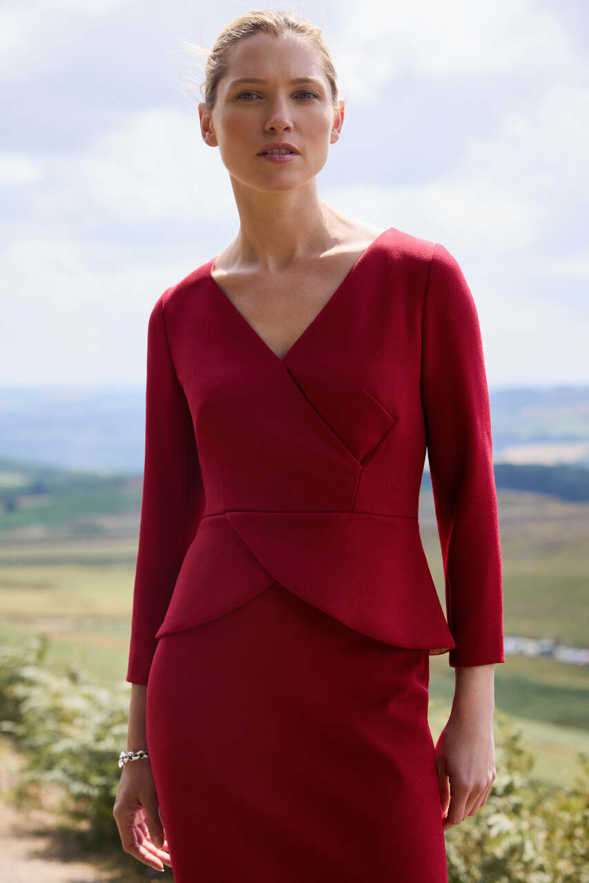Palmerston Sculpt Stretch Crepe Dress Maroon - Welcome to the Fold LTD