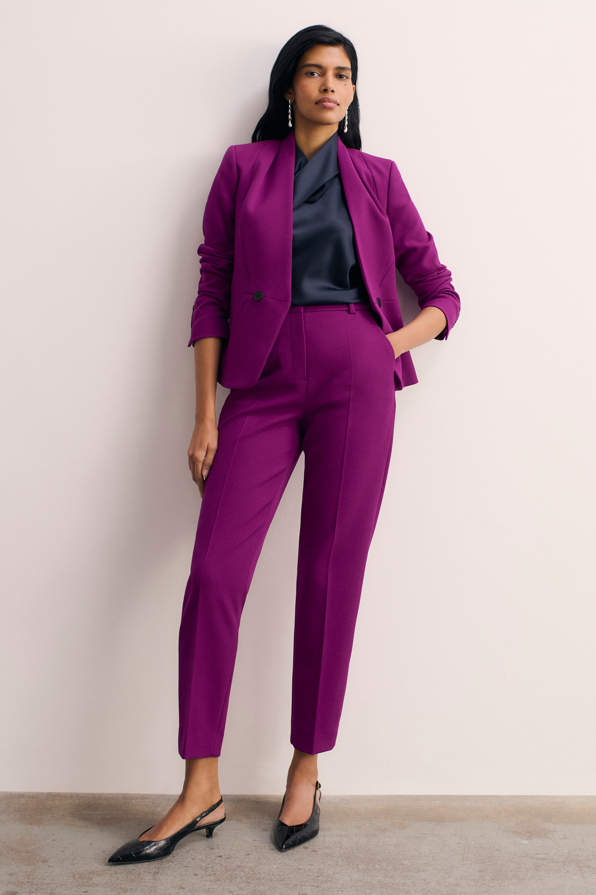 Tavira Sculpt Stretch Crepe Trousers Berry - Welcome to the Fold LTD