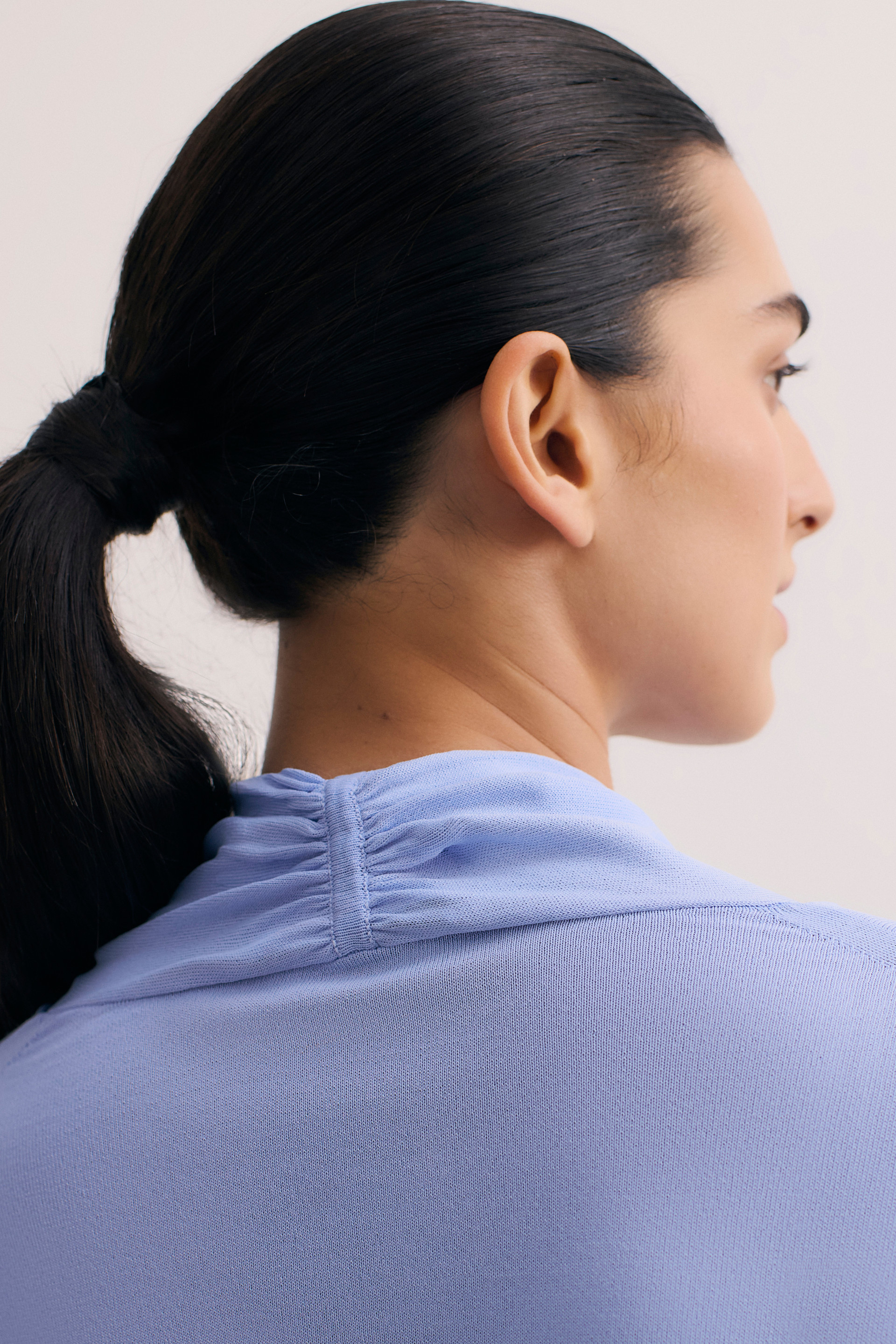 Cosette Stretch Knit Top Chalk Blue - Welcome to the Fold LTD