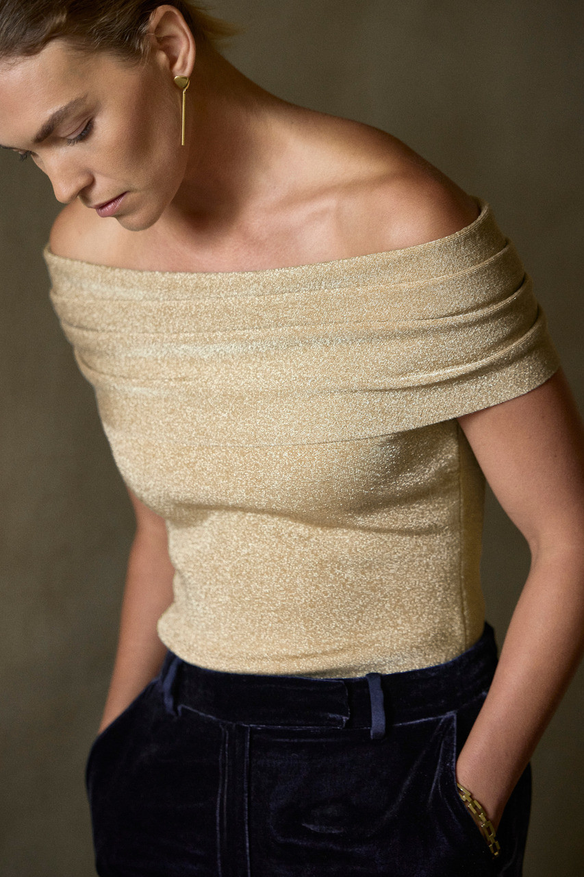 Fasano Metallic Knit Top Gold - Welcome to the Fold LTD