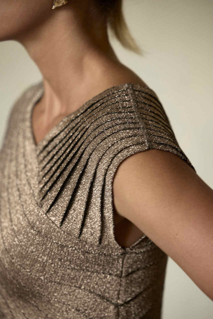 Aspen Metallic Knit Top Bronze - Welcome to the Fold LTD
