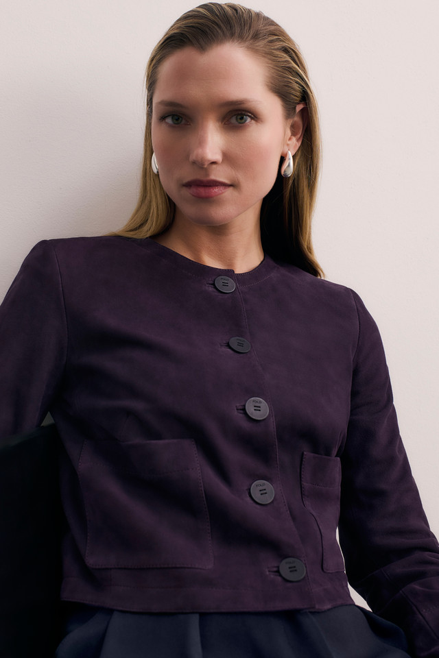 Lustra Suede Jacket Aubergine - Welcome to the Fold LTD