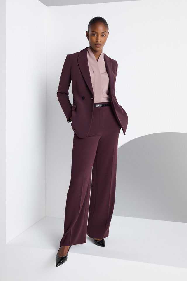 Clever Crepe Adelaide Wide-Leg Trousers Plum - Welcome to the Fold LTD