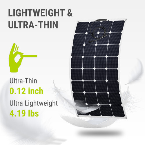 100W 12V Mono Semi-Flexible Solar Panel & Lightweight -Newpowa