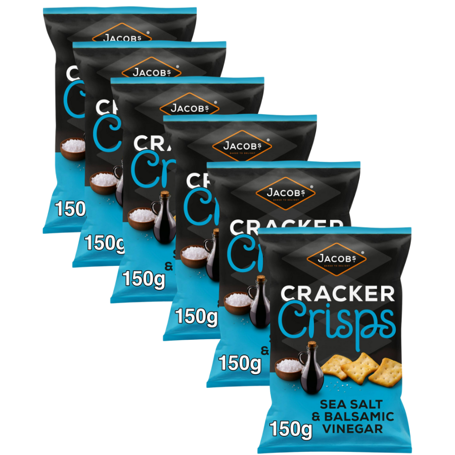 Jacobs Cracker Crisps Sea Salt & Balsamic Vinegar 150g - 6 Pack. - MasMore