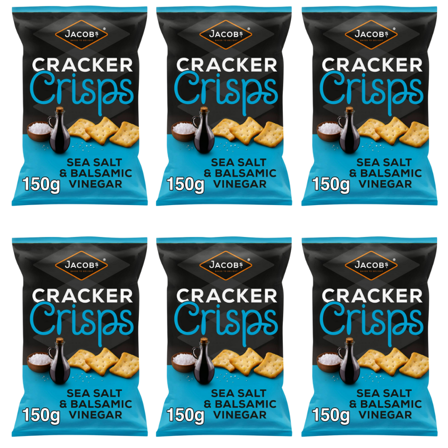 Jacobs Cracker Crisps Sea Salt & Balsamic Vinegar 150g - 6 Pack. - MasMore