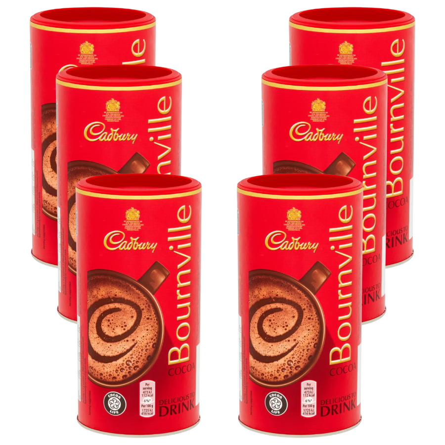 Cadbury Bournville Dark Chocolate Cocoa Powder Tin 250g - 12 Pack.
